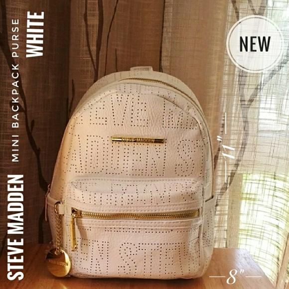 Steve Madden | Bags | New Steve Madden White Gold Mini Backpack Bag ...